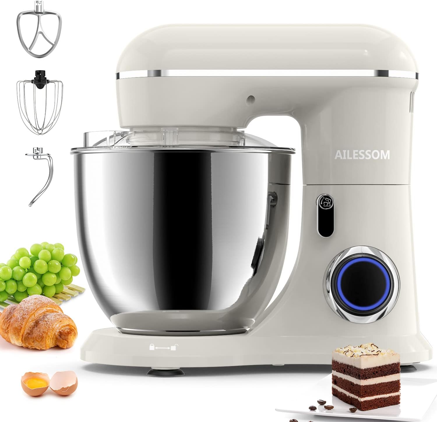 Amazon.com: Ailessom Stand Mixer,6.5-QT 660W 10-Speed Tilt-Head Food ...