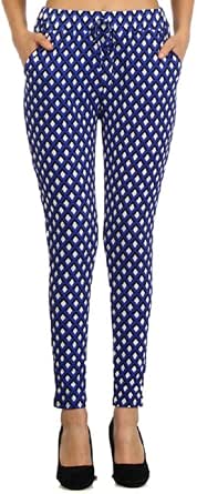 ShoSho Womens Semi-Harem Diamond Print Pants Medium/Large Blue at ...
