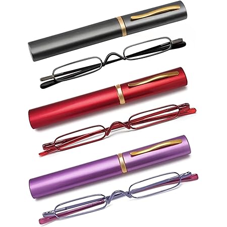 Amazon.com: OWTXIS 3 Pack Mini Slim Pen Reading Glasses - Compact ...