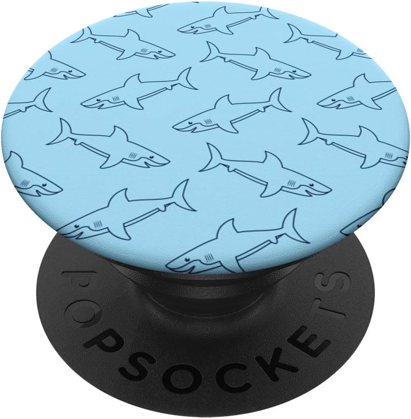 Amazon.com: Great White Shark on Aqua Blue PopSockets PopGrip ...