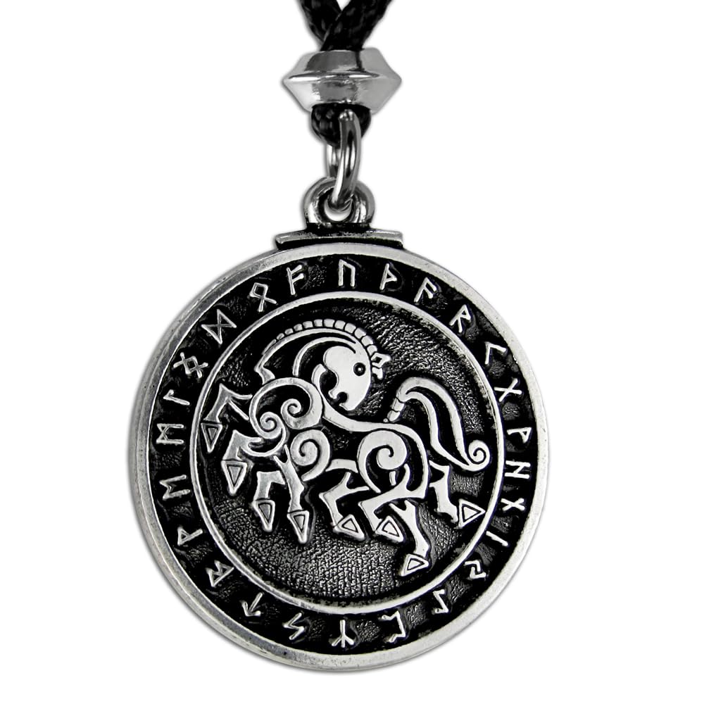 Odin's Horse Sleipnir Pendant Necklace - Pewter Norse Viking Rune ...