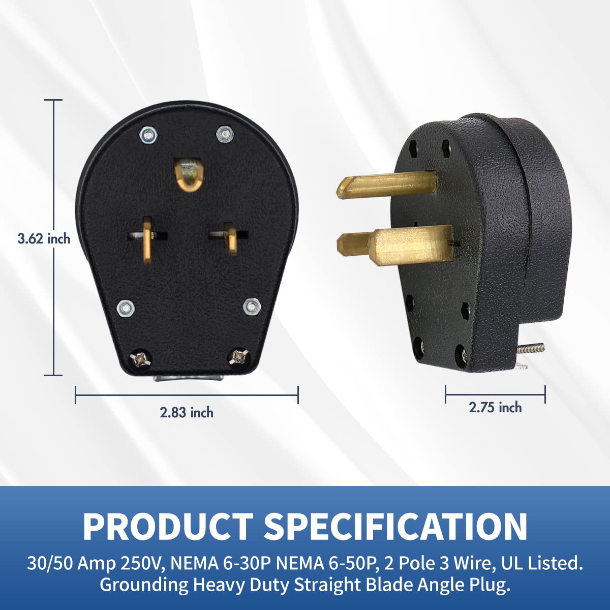 Snapklik.com : NEMA 6-50P Plug, Straight Blade Heavy Duty Angle Plug ...