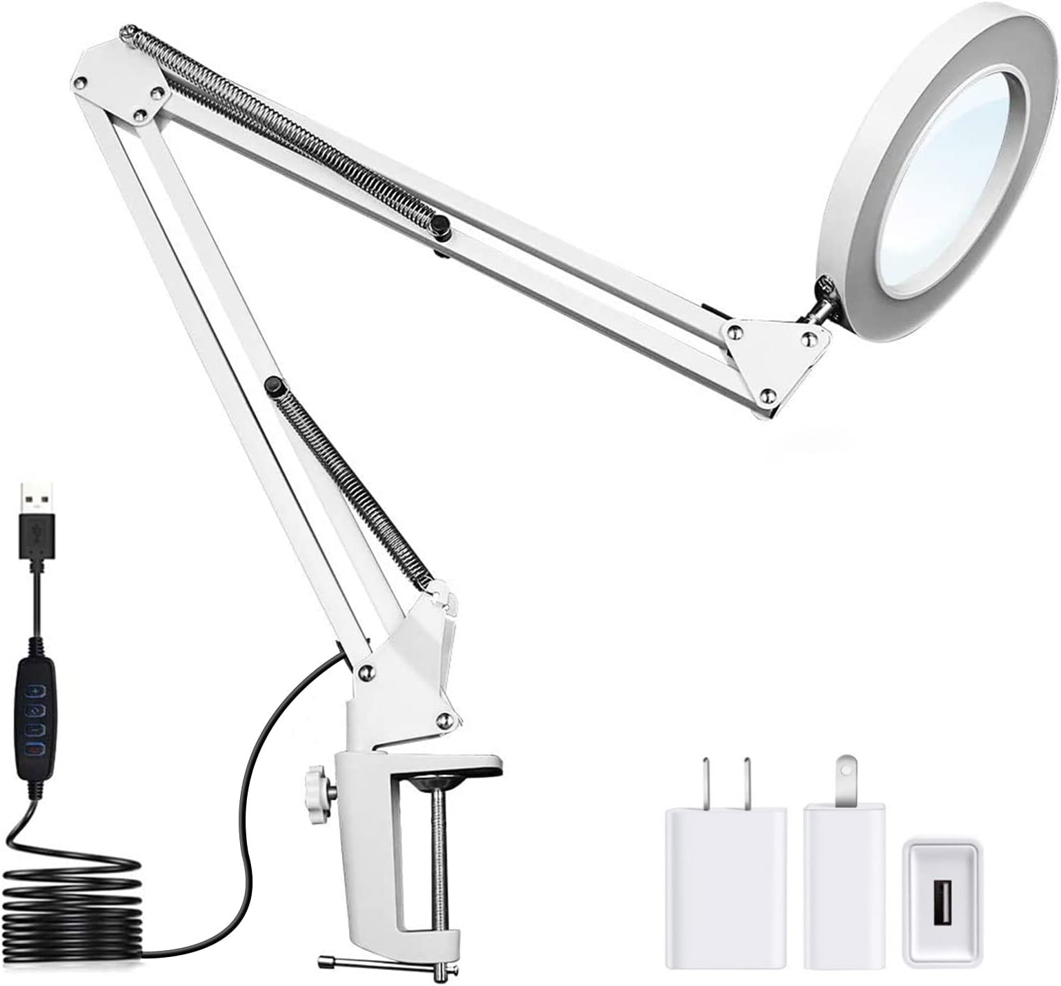 Steren Lámpara LED con lupa (5x) y brazo articulado, blanca HER-740BL ...