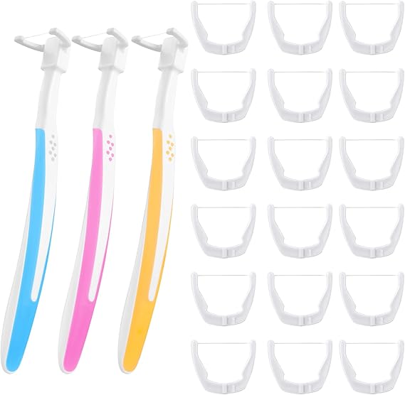 Amazon.com : 3 Pieces Reusable Dental Floss Handle with 300 Pieces ...