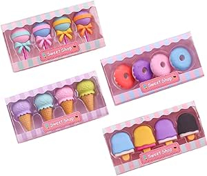 Goodern 16Pcs Food Erasers for Kids,Dessert Eraser Cute Mini Ice Cream ...