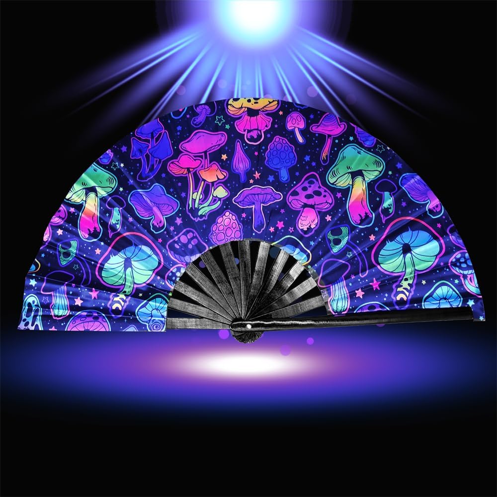 Amazon.com: Leehome UV Glow Rave Fan | Popping Fan for Line Dancing ...