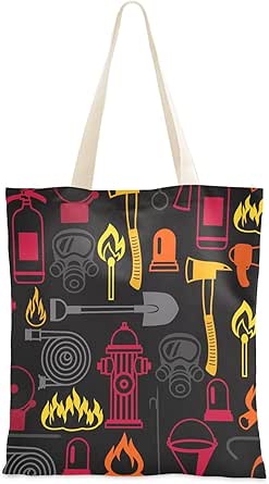 Amazon.com: Zathe Tote Bag Firefighting Items Fire Protection Canvas ...