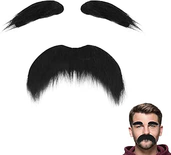 Amazon.com: Black Fake Mustache and Eyebrows, Self Adhesive Fake Beard ...