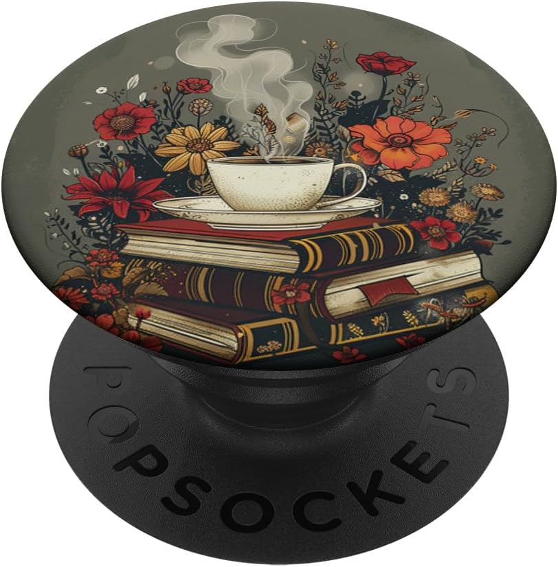 Amazon.com: Books And Coffee Lover Flower Reading Book PopSockets ...