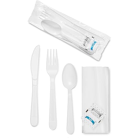 Amazon.com: Faithful Supply 50 Pre Packaged Black Plastic Ware Utensils ...
