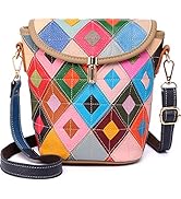 Segater Multicolor Crossbody Bag for Women Genuine Leather Colorful ...
