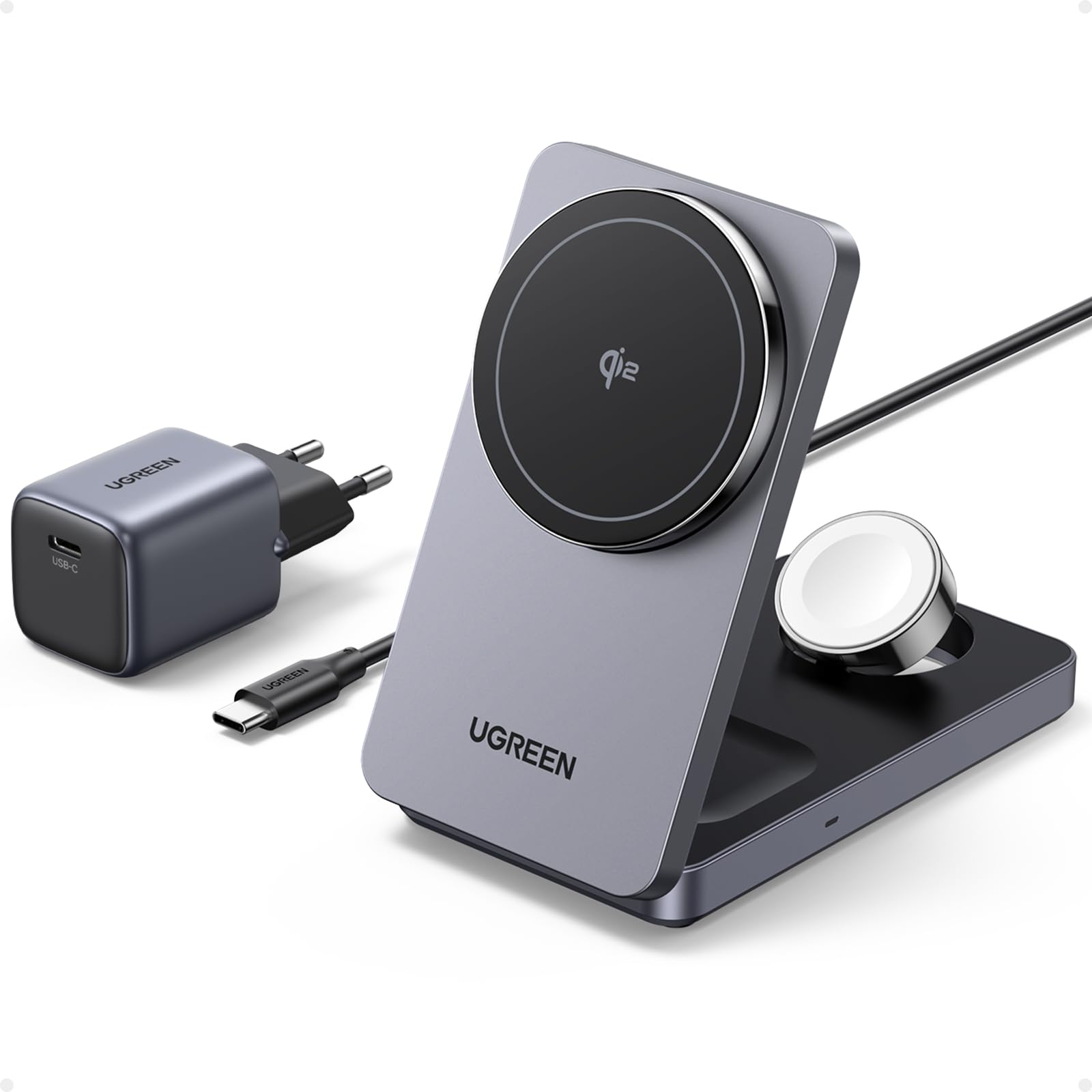 UGREEN MagFlow 3 en 1 Qi2 15W Chargeur Induction iPhone Certifié ...
