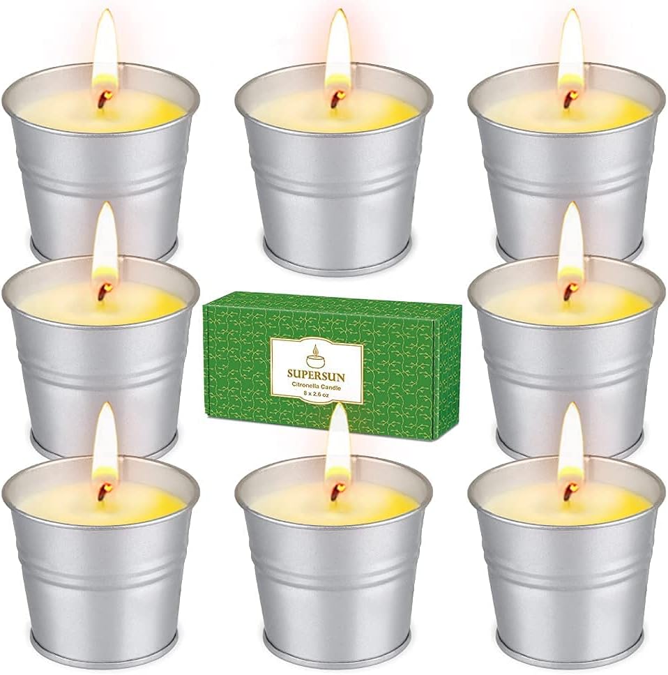 SUPERSUN 8 Citronella Candles Outdoor: 80-120 Hours Garden Citronella ...