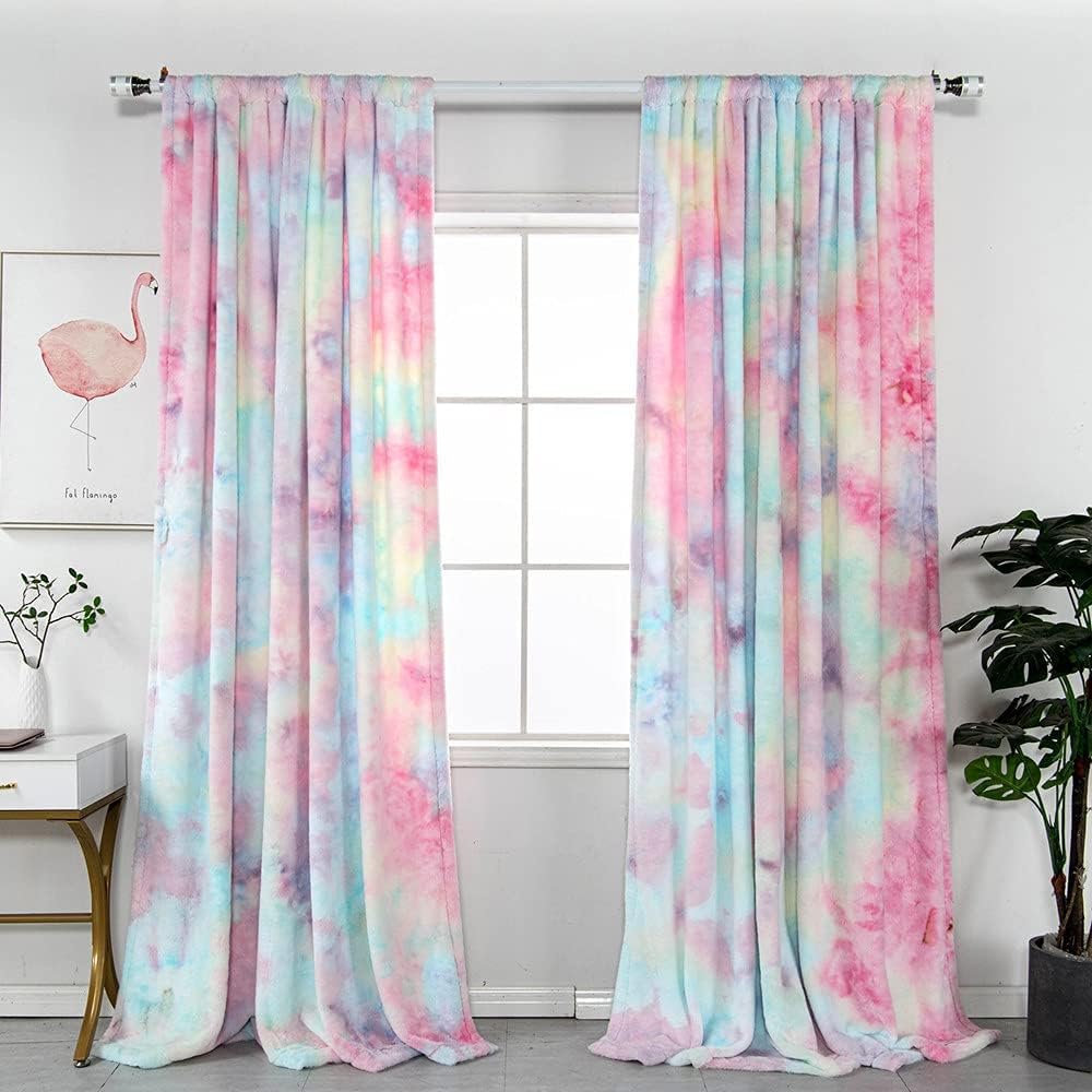 Amazon.com: Amidoudou 1 Panel Plush Cute Curtain for Girls Bedroom Semi ...
