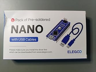 Amazon.com: ELEGOO Pre-soldered Nano Board CH 340/ATmega+328P with USB Cable Compatible with ...