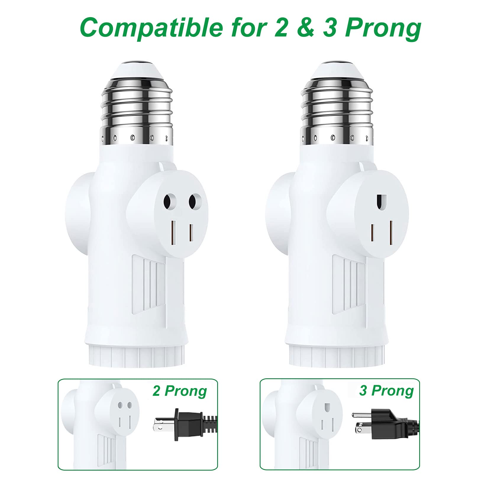 Snapklik.com : 3 Prong Light Bulb Outlet Socket Plug Adapter, Polarized ...