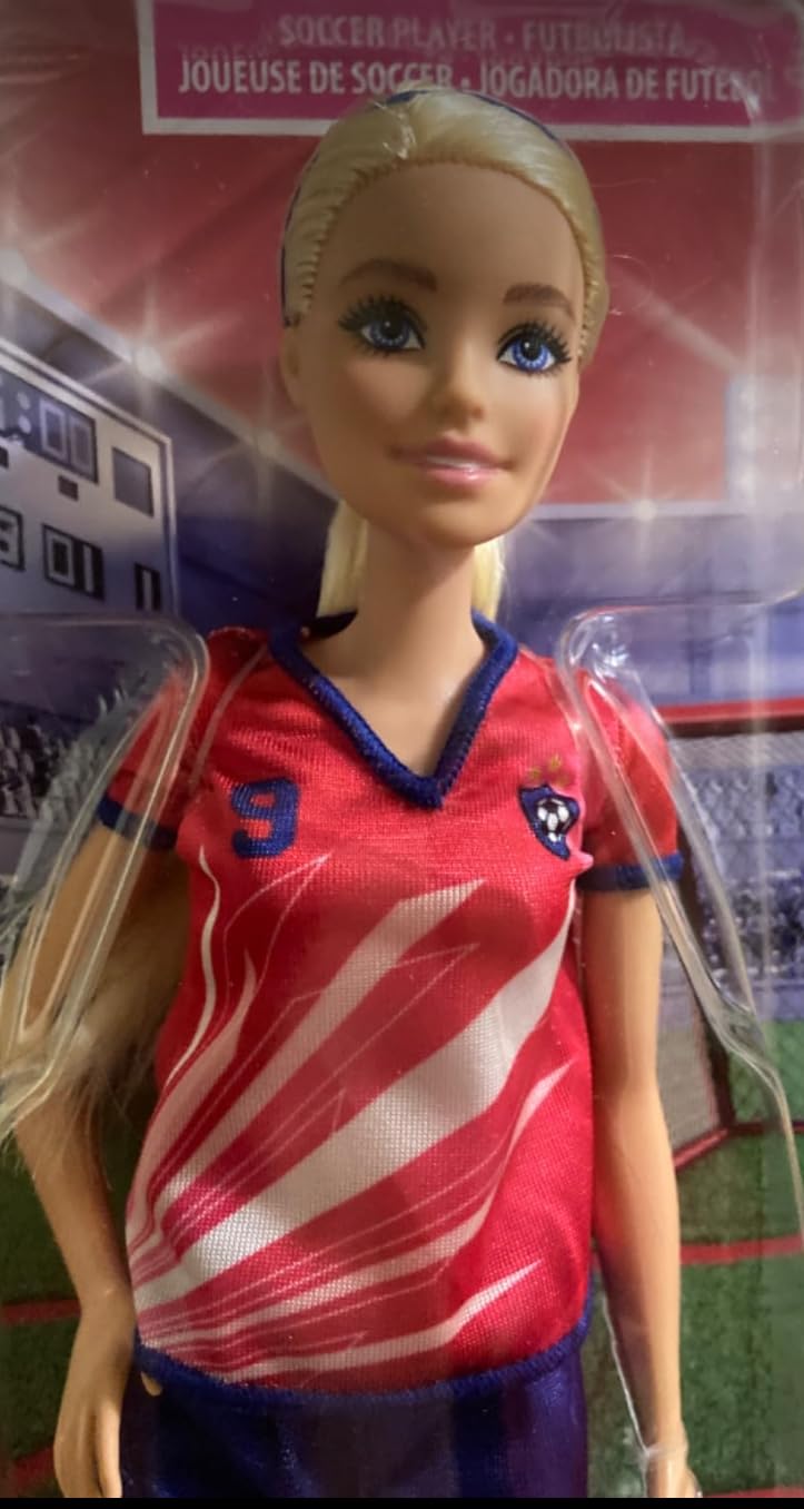 Barbie Soccer Doll, Blonde Ponytail, Colorful #9 Uniform, Soccer Ball ...