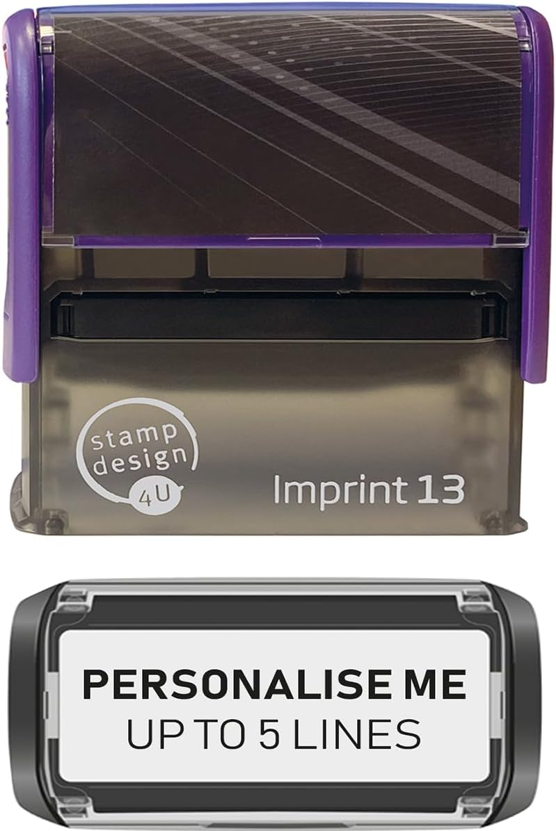 Premium 5 Line Self Inking Custom Stamp Imprint 12 Personalised Rubber ...