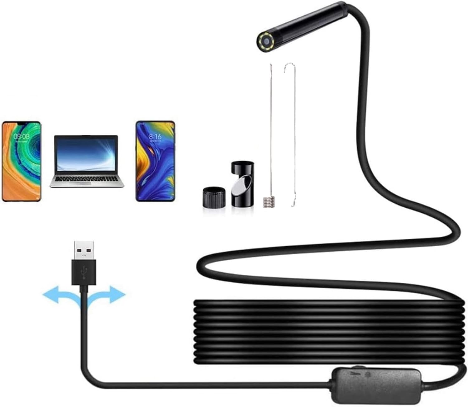 Amazon.com: Endoscope Camera, USB Industrial Borescope with 6 LED ...