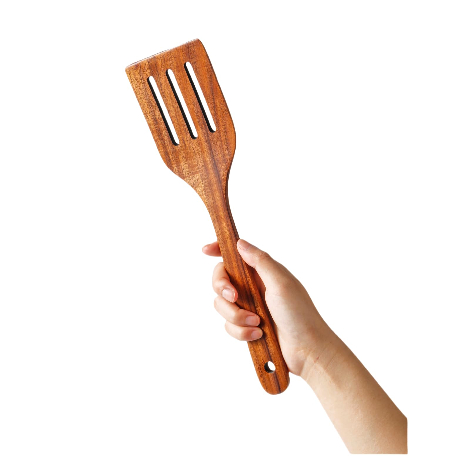 Amazon.com: Yhendelion Kitchen Premium Teak Wooden Slotted Spatula-Long ...