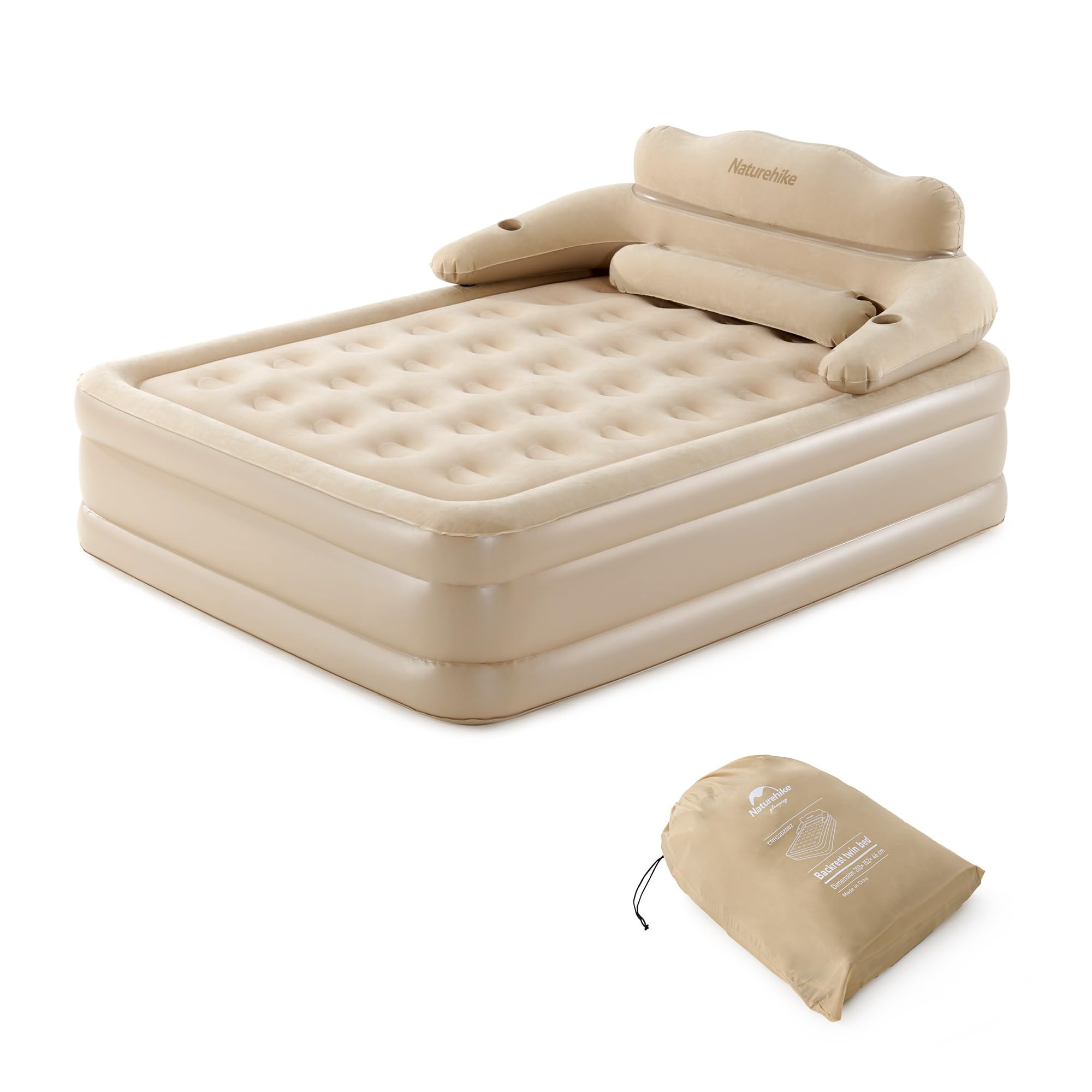 Naturehike Queen Size Air Mattress, Camping Inflatable Bed with Built ...
