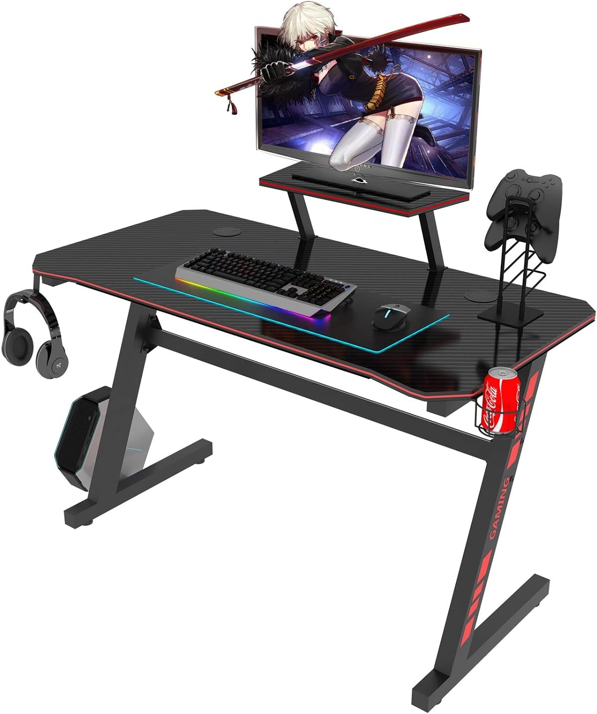 Amazon.com: WNVB Gaming Computer Desk Z Shape Ergonomic Gamer Computer ...