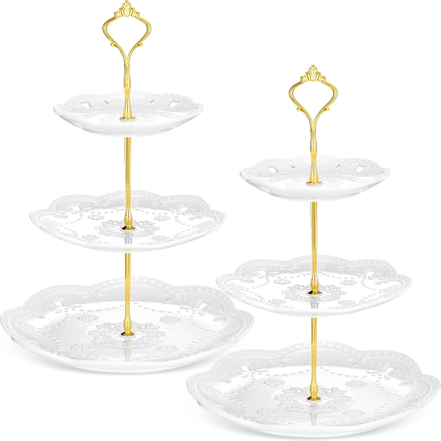 Amazon.com | Tatuo 2 Pcs 3 Tier Porcelain Cupcake Stand, Cup Cake ...