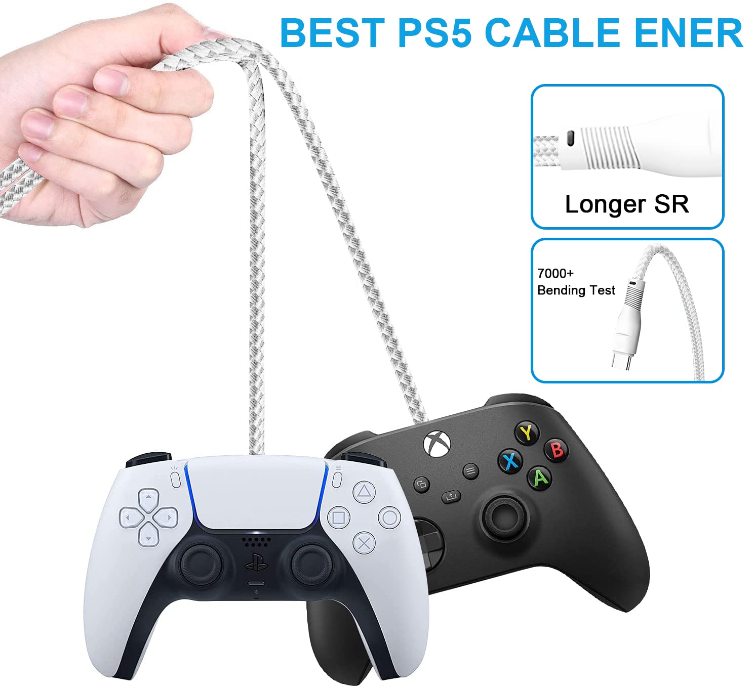 PS5 Controller Charger Cable,2 Pack 4.5M Charging Cable for Playstation ...