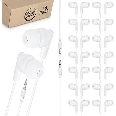 Amazon.com: 100x Pack | Bulk Basic Earbuds, Pearl White in-Ear Earbuds ...
