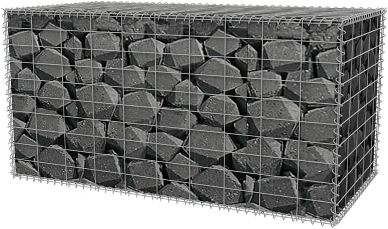 Amazon.com: Gecheer Gabion Basket Galvanized Steel 39.4" x 19.7" x 19.7 ...