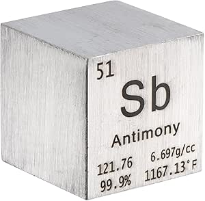 PATIKIL 1 Inch Antimony Cube Metal Element High Density Block Pure ...