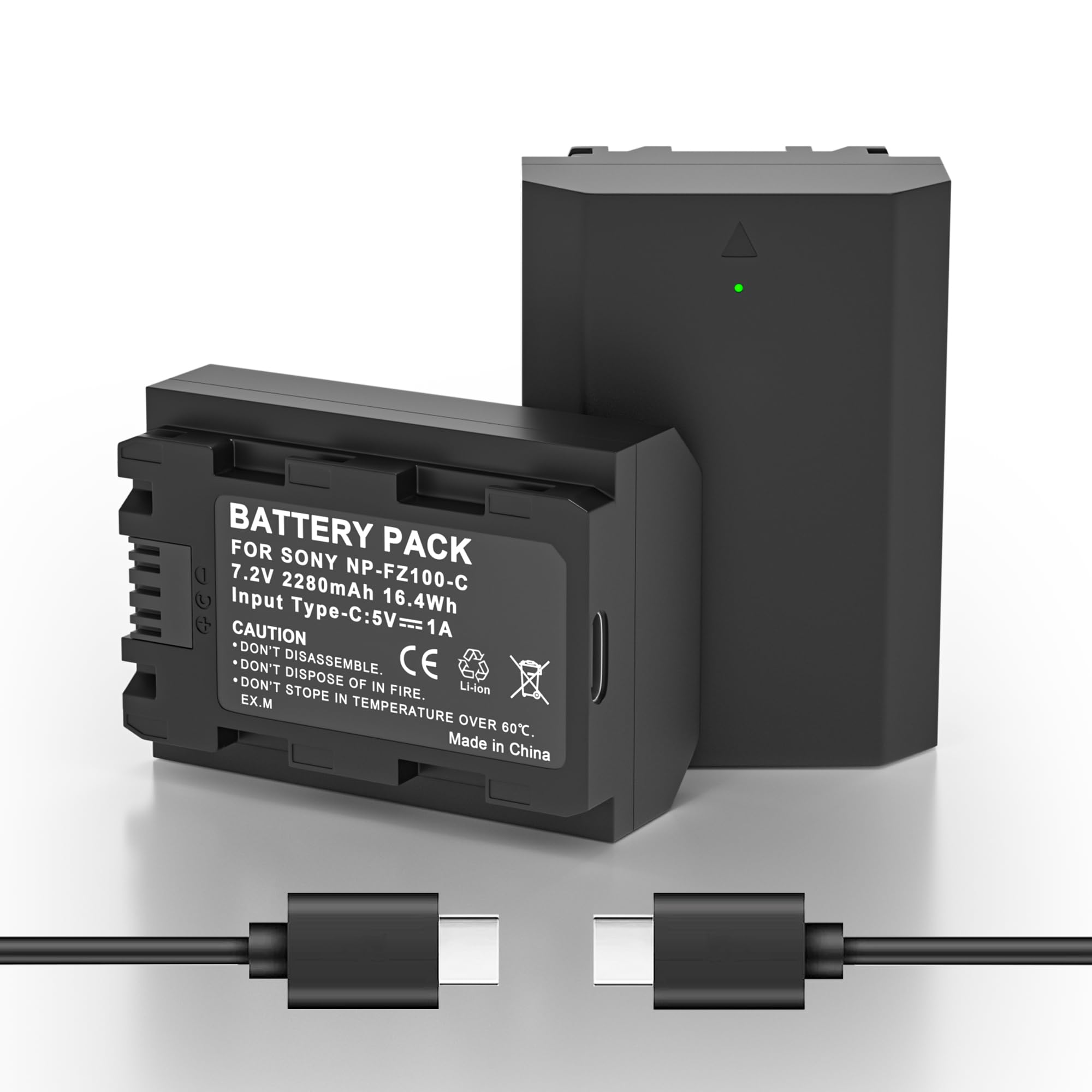 Amazon.com : 2 Pack NP-FZ100 Battery with USB C Fast Charging for Sony a7iii,2280mAh NP-FZ100 ...