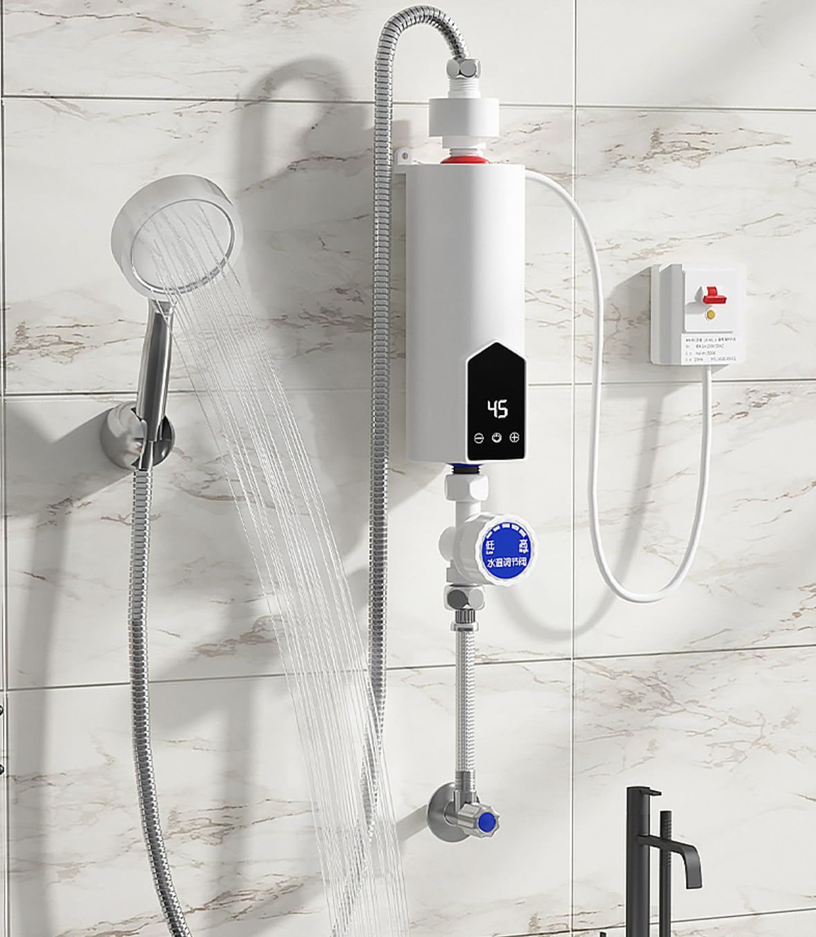 Electric Shower Head Tankless Water Heater Thermostatic Shower Head Set ...