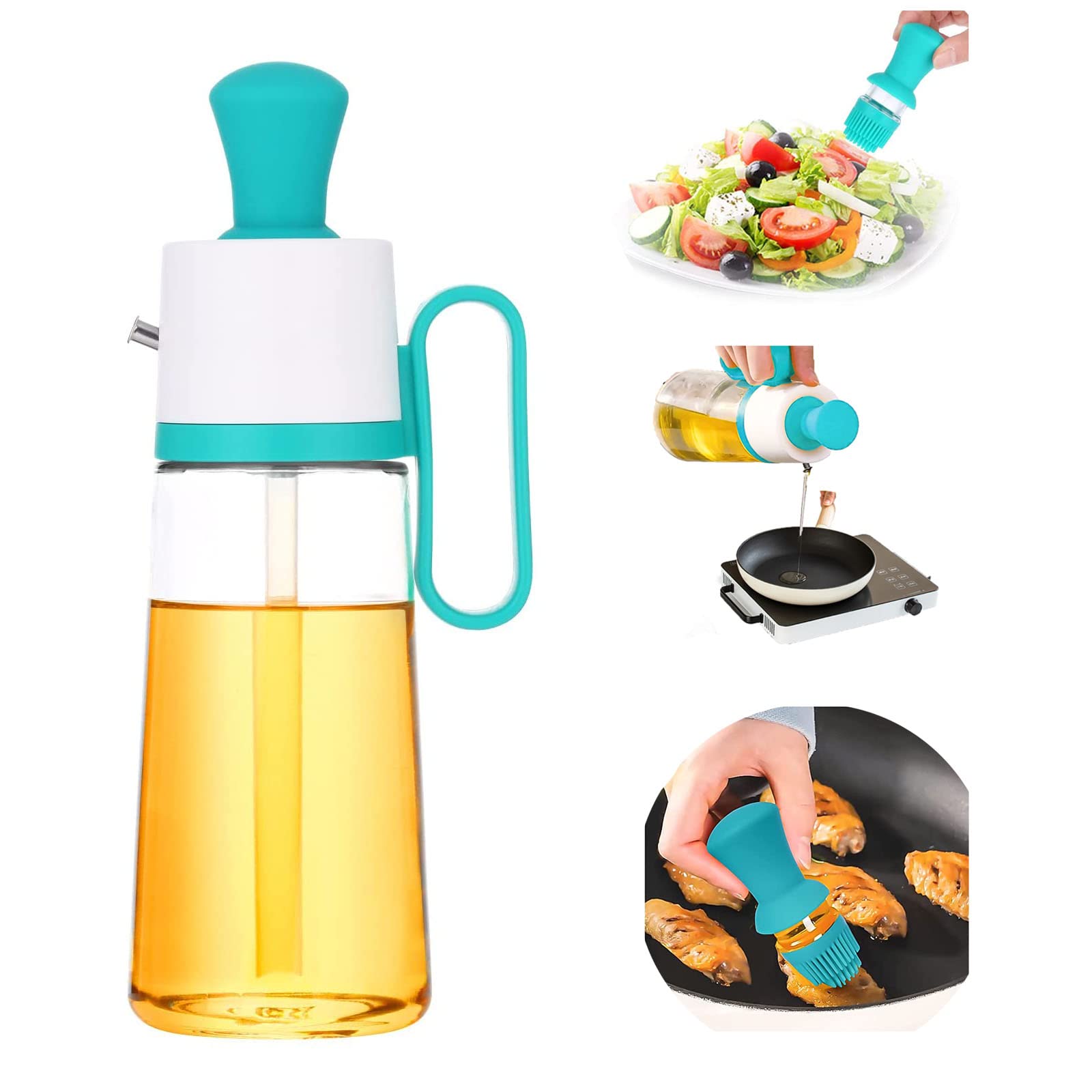 QSGANG Glass Cooking Olive Oil Dispenser Bottle for Kitchen with Brush ...