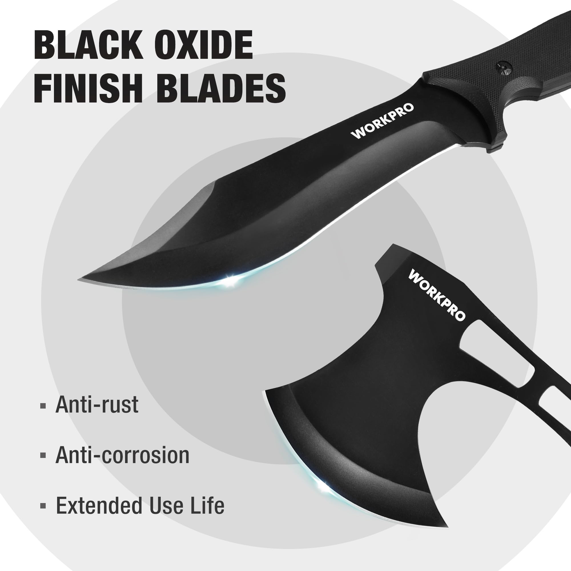 Snapklik.com : WORKPRO Hunting Knife And Hatchet Axe Combo Set - Full ...