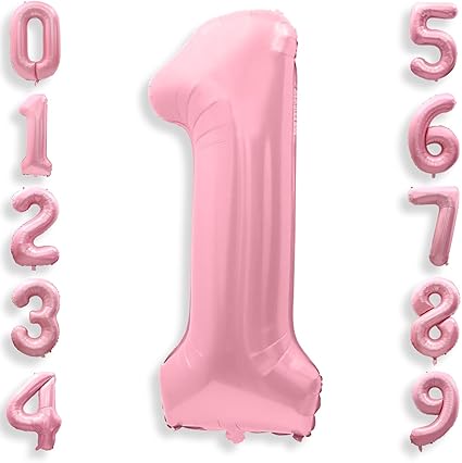 Amazon.com: 40 Inch Pink Number 1 Balloons, Large Balloon Number Foil ...