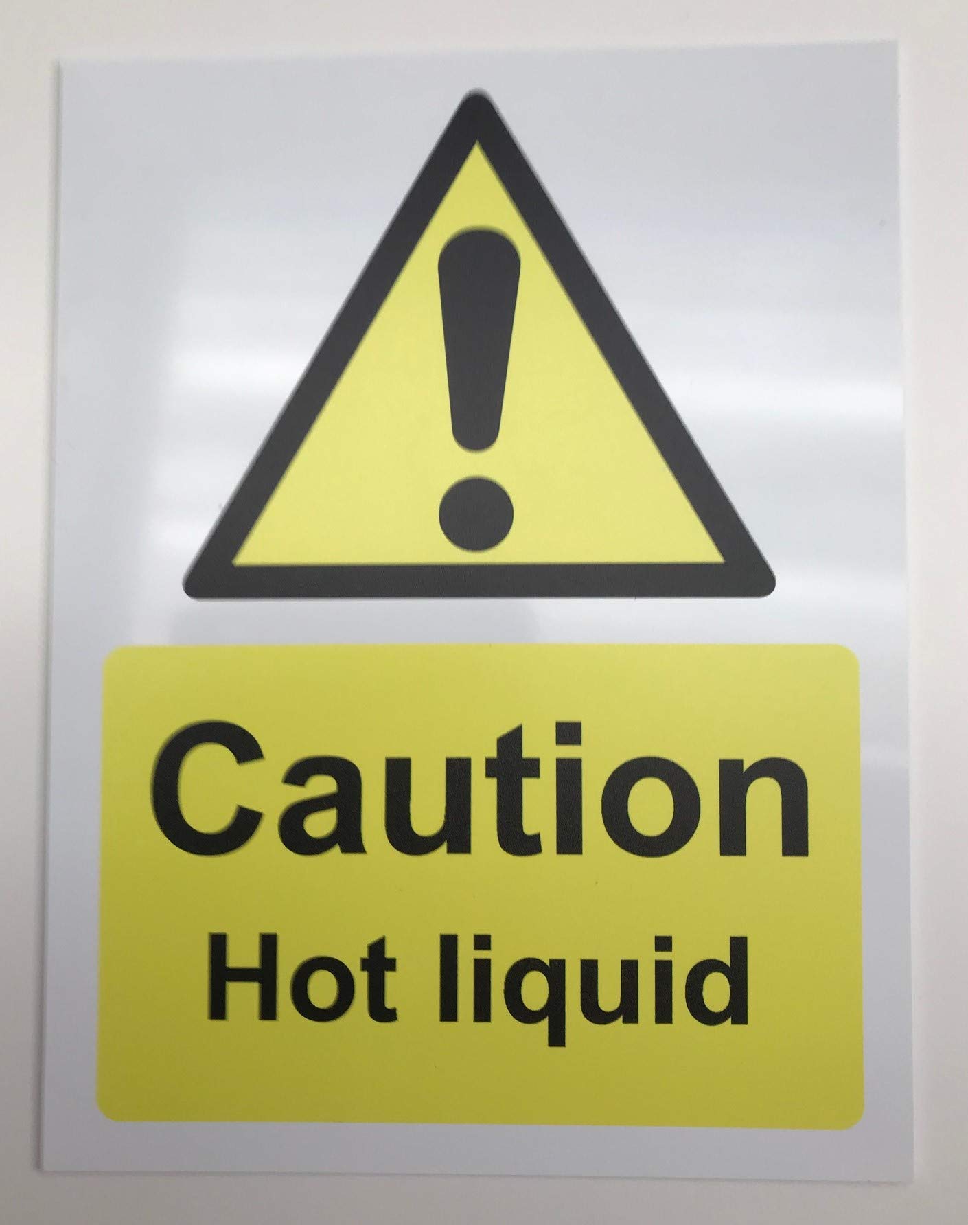 Caution hot liquid Safety sign - Self adhesive sticker 150mm x 100mm ...