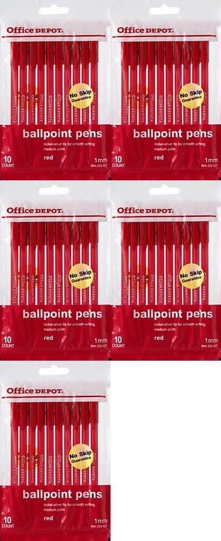 Amazon.com : 5 Pack of 10 Office Depot Ballpoint Pens 50 Total (Red ...