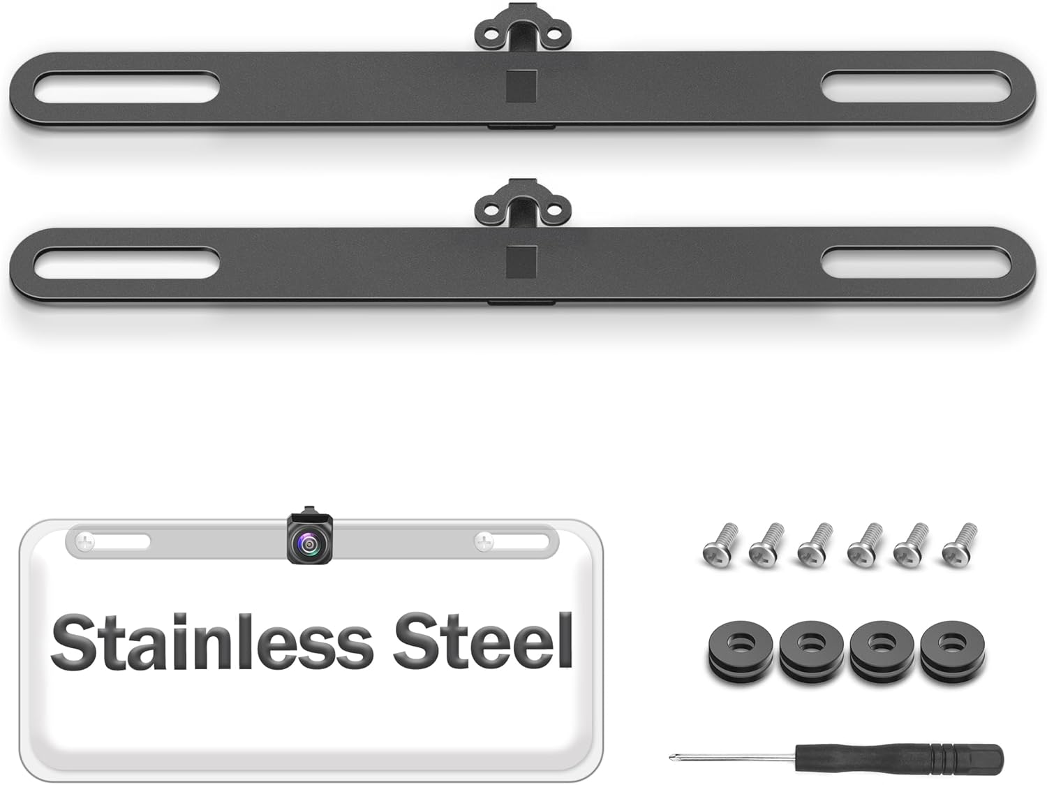 Amazon.com: Naponal Stainless Steel Backup Camera License Plate Mount(2 ...