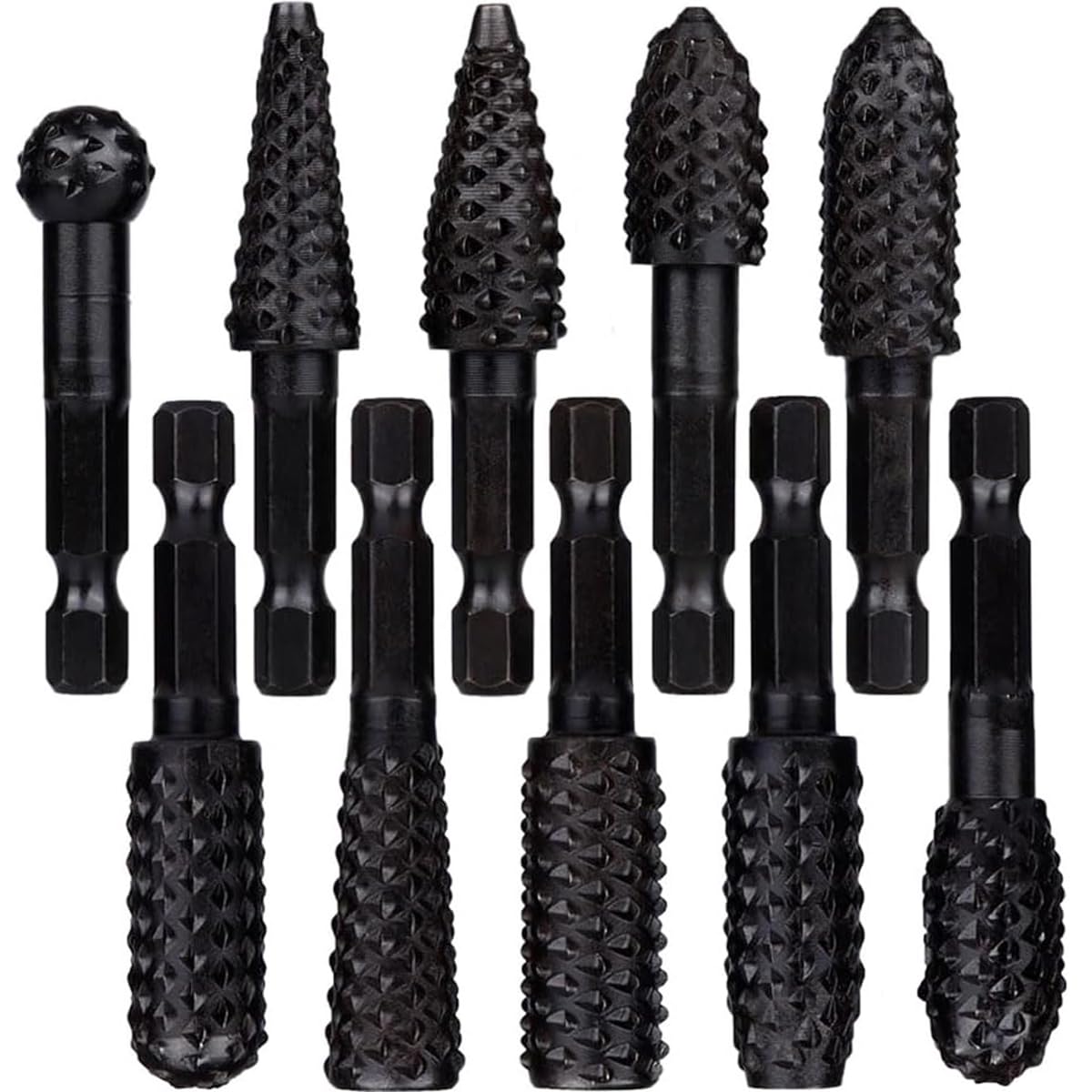 Amazon.com: Wolfride 10Pcs Rotary Rasp File Set 1/4 Inch Hex Shank ...