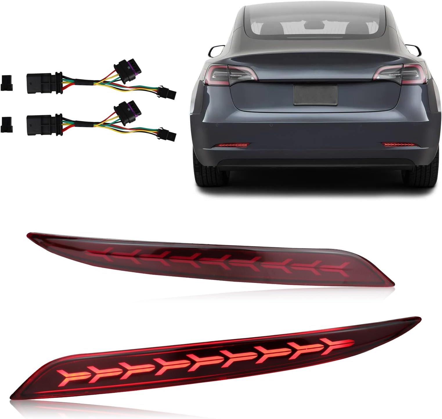 Amazon.com: GEEGEETOP Red Lens Rear Fog Bumper Reflector Brake Tail ...