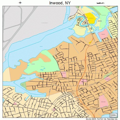Large Street & Road Map of Inwood, New York NY - Printed poster size ...