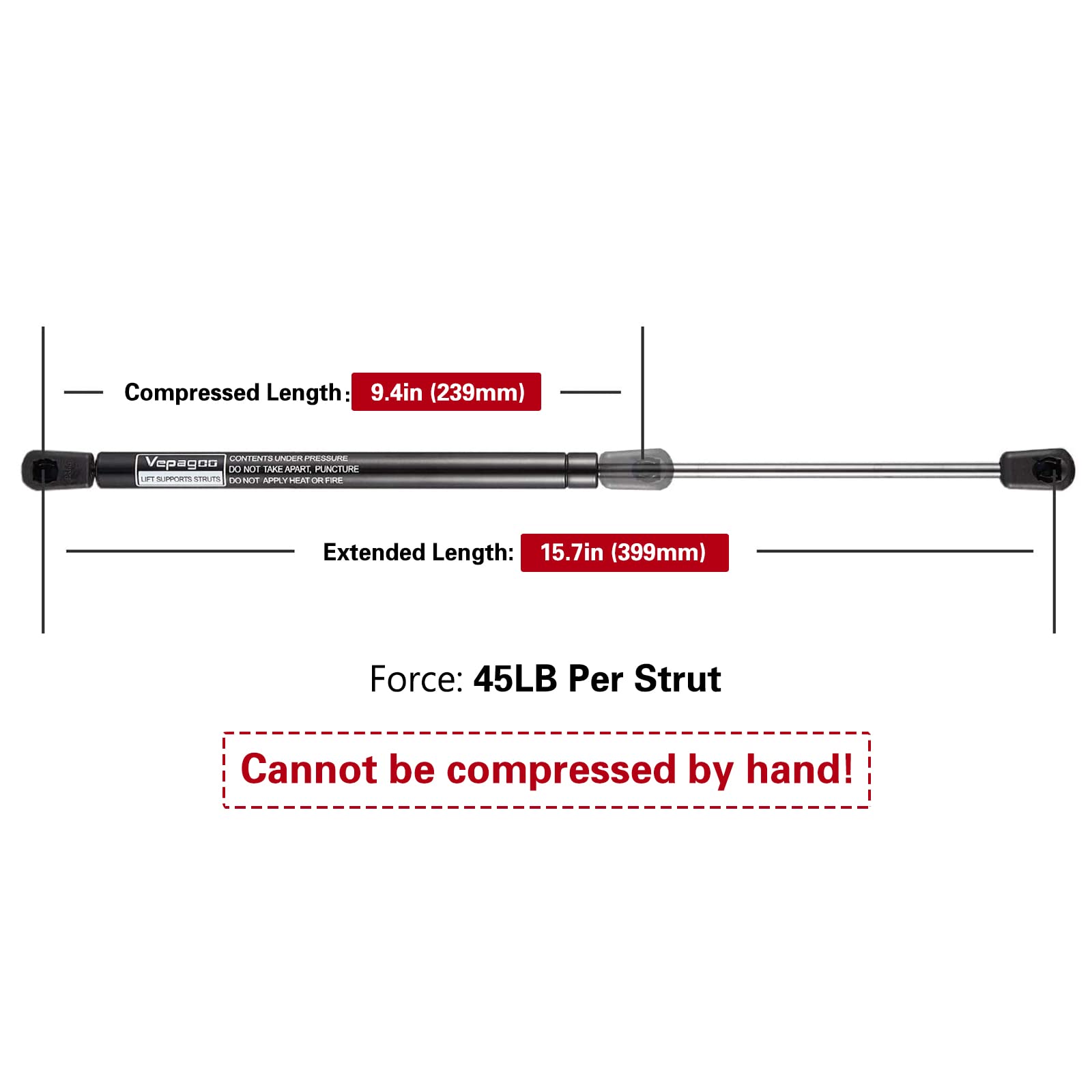 Snapklik.com : C16-15208 15.7 Inch 45Lbs/200N Gas Shocks Struts For Are ...