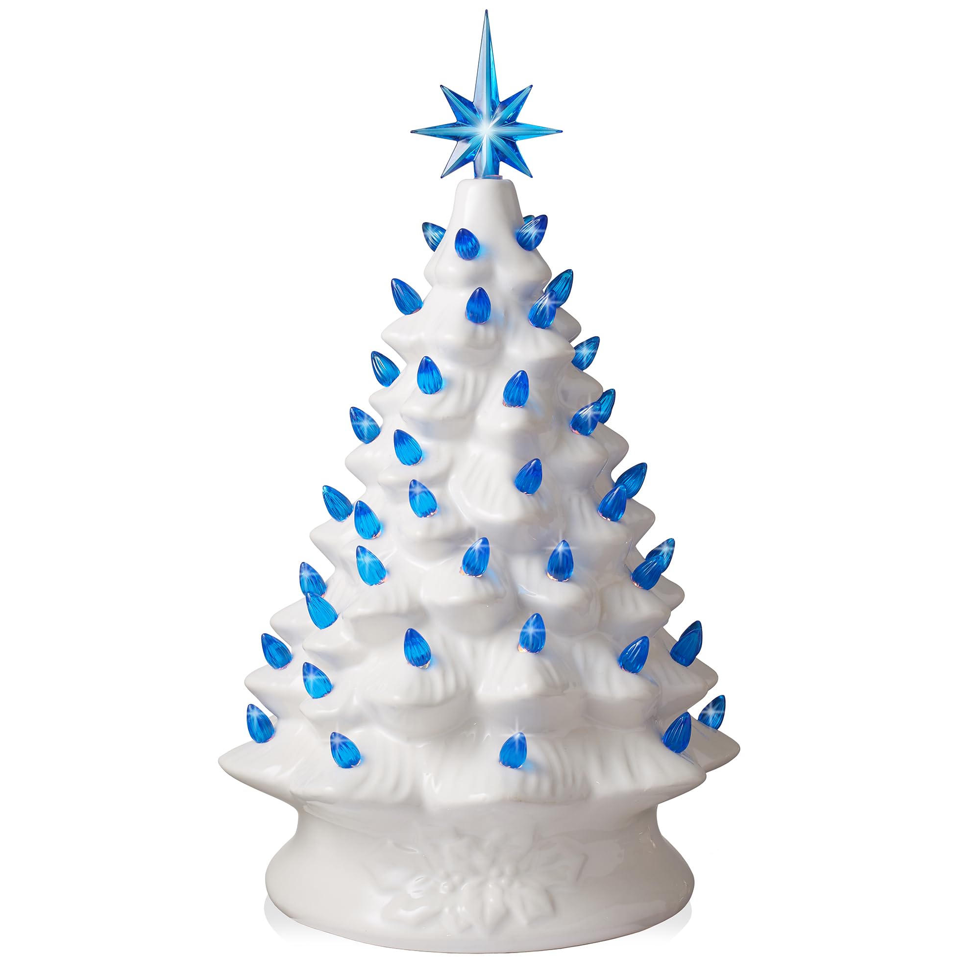 Amazon.com: Casafield Hand Painted Ceramic Christmas Tree, White 15 ...