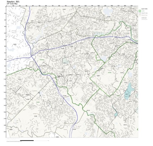 ZIP Code Wall Map of Newton, MA ZIP Code Map Not Laminated: Amazon.com ...