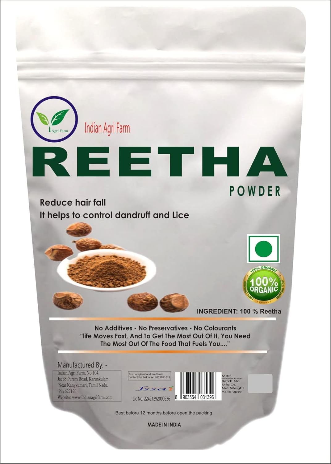 Buy Iagrifarm Reetha/Soapnut/Kunkudukai Powder - 1 kg - For Silky ...