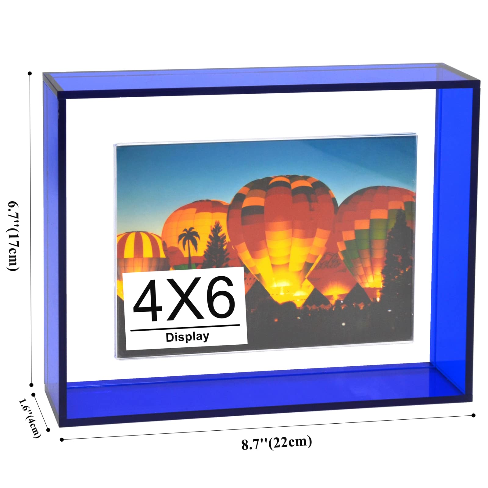 4x6 Floating Picture Frame Neon Acrylic Wall Mount Tabletop Desk Frame ...