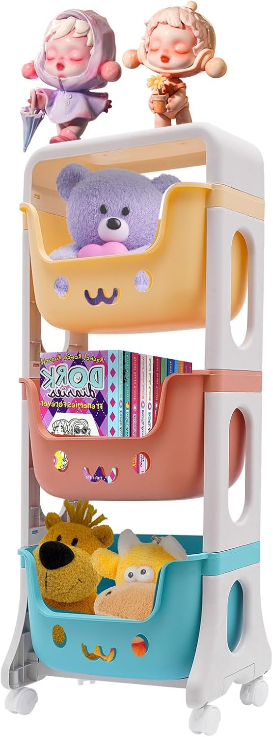 Amazon.com: Toy Storage Organizer Stackable Rolling Cart,Playful Colors ...