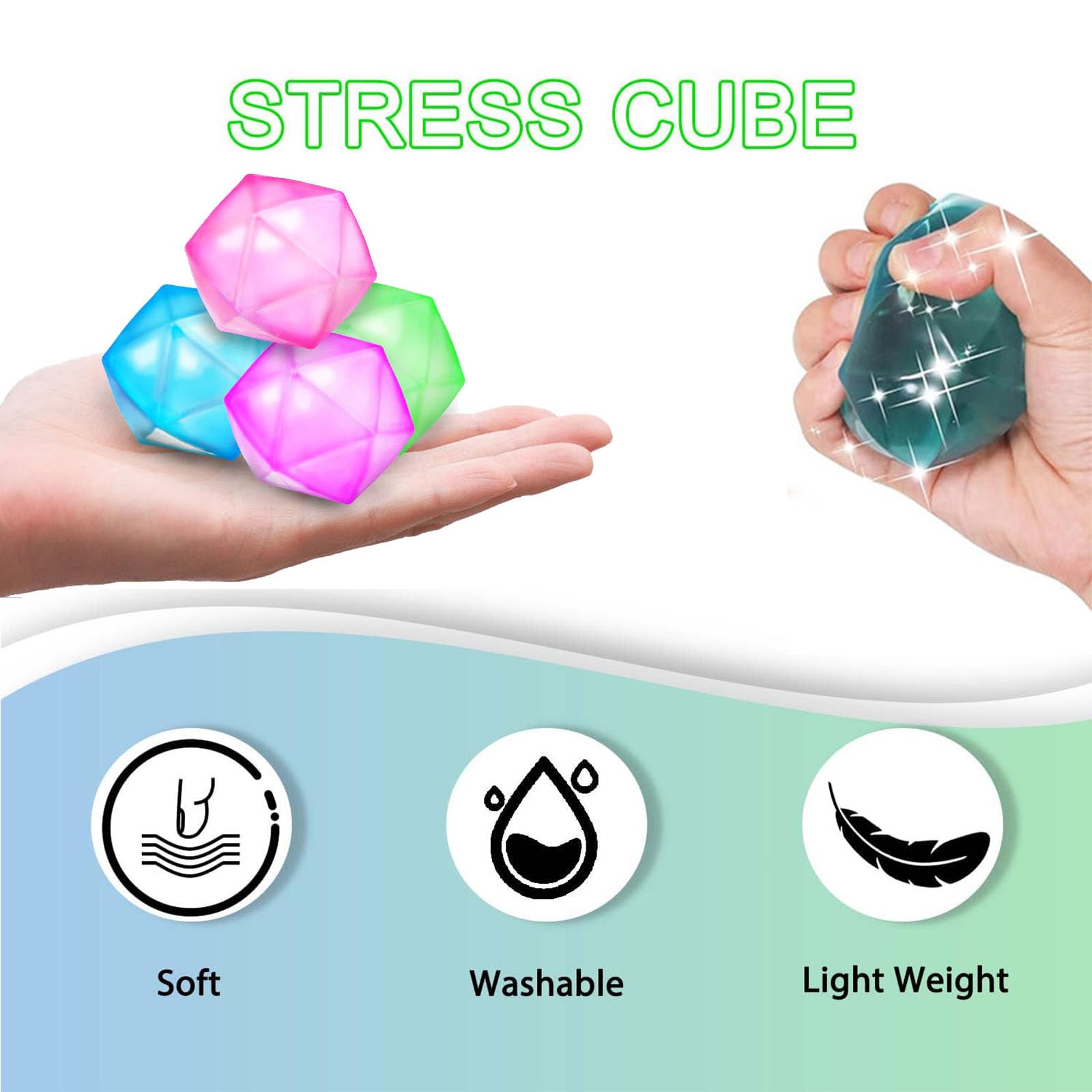 4 Pcs Jelly Cube Fidget Toy, Squishy Fidget Toys, Stress Cube Maltose ...