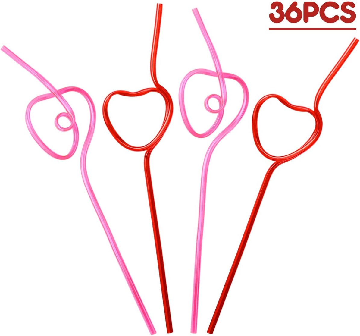 Amazon.com: Heart Shaped Drinking Straws Krazy Loop - Valentines Day ...
